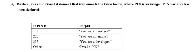 Solved 8) Write a java conditional statement that implements | Chegg.com