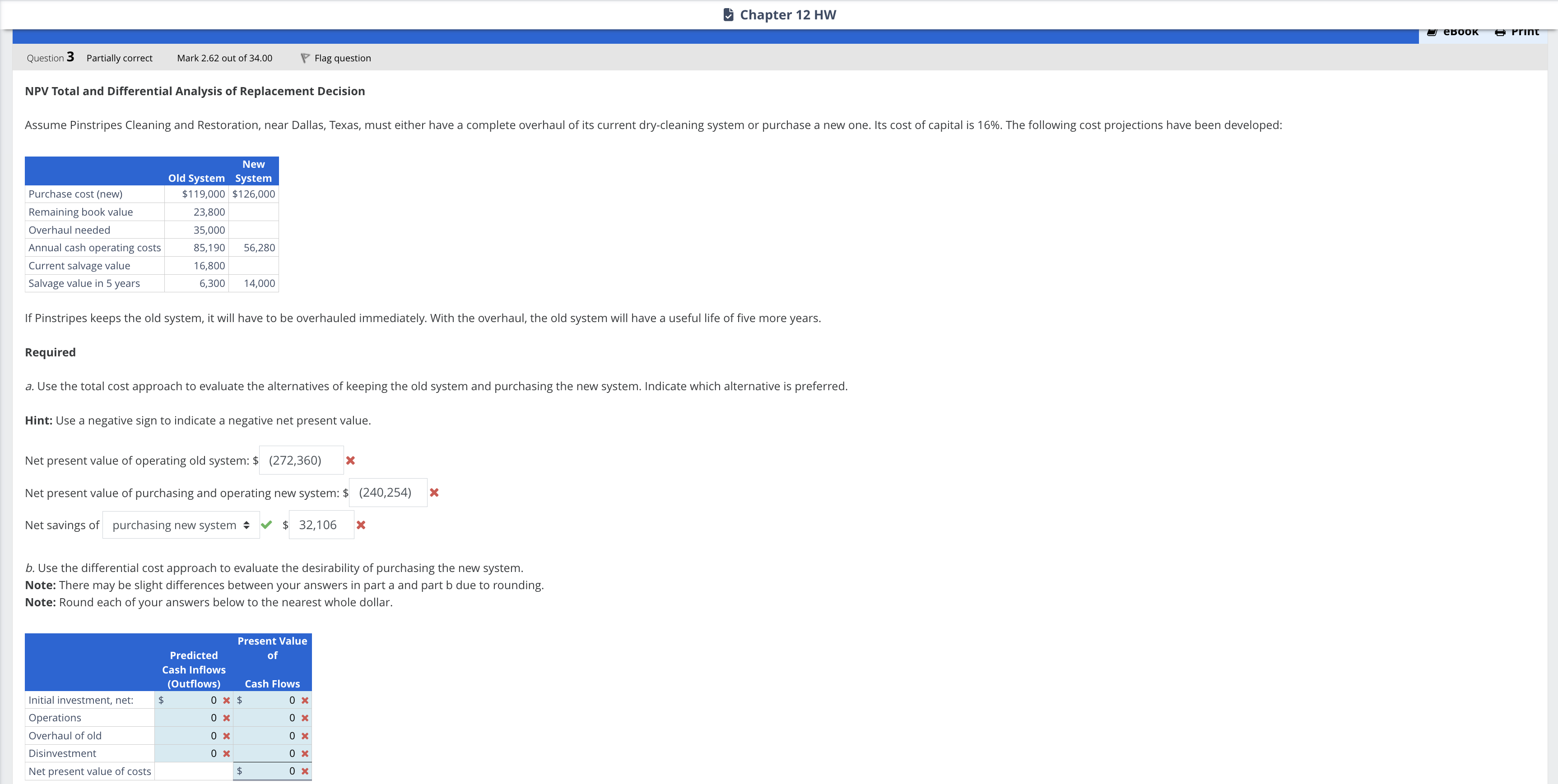 Solved NPV Total and Differential Analysis of Replacement | Chegg.com