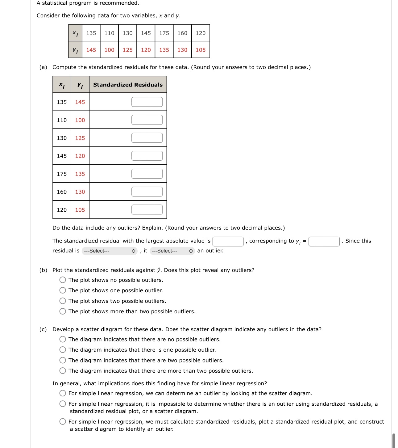 Solved A statistical program is recommended.Consider the | Chegg.com