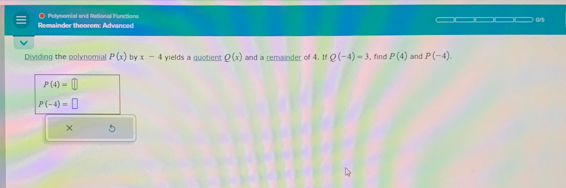 Solved Polynomial and Rational FunctionsRemainder theorem: | Chegg.com Solved Polynomial and Rational FunctionsRemainder theorem: | Chegg.com