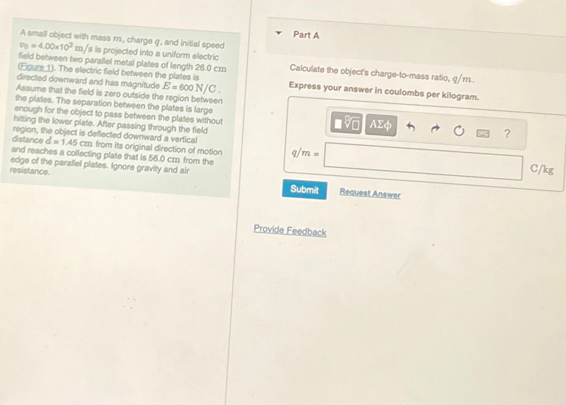 Solved A small object with mass m, ﻿charge q, ﻿and initial | Chegg.com