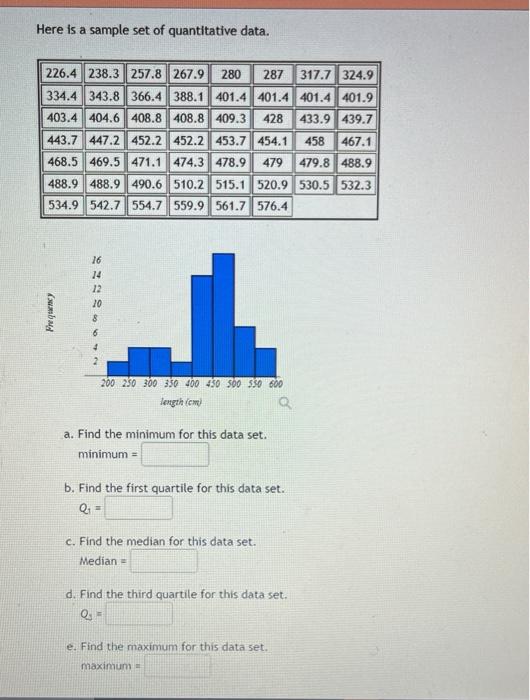 Solved Here is a sample set of quantitative data. a. Find | Chegg.com