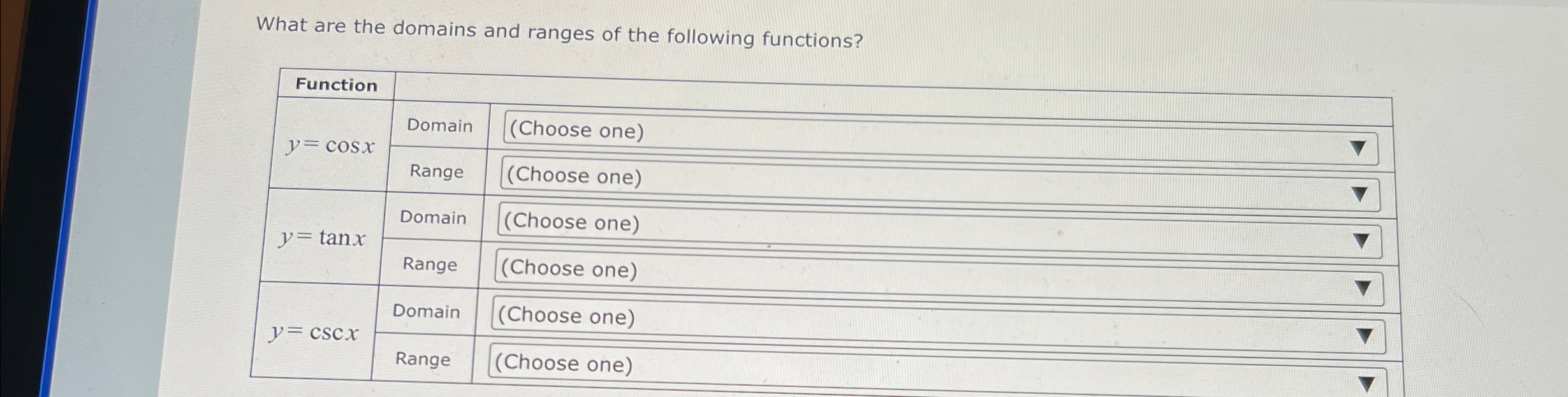 Solved What are the domains and ranges of the following | Chegg.com