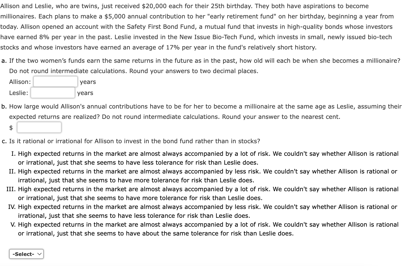 Solved Allison and Leslie, who are twins, just received | Chegg.com