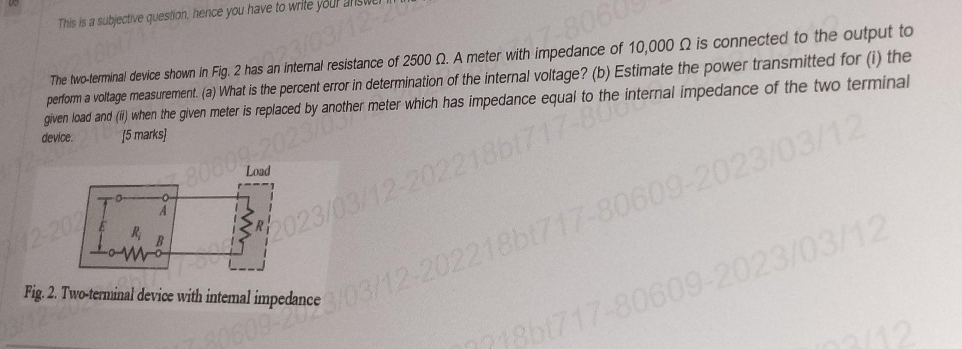 Solved The two-terminal device shown in Fig. 2 has an | Chegg.com