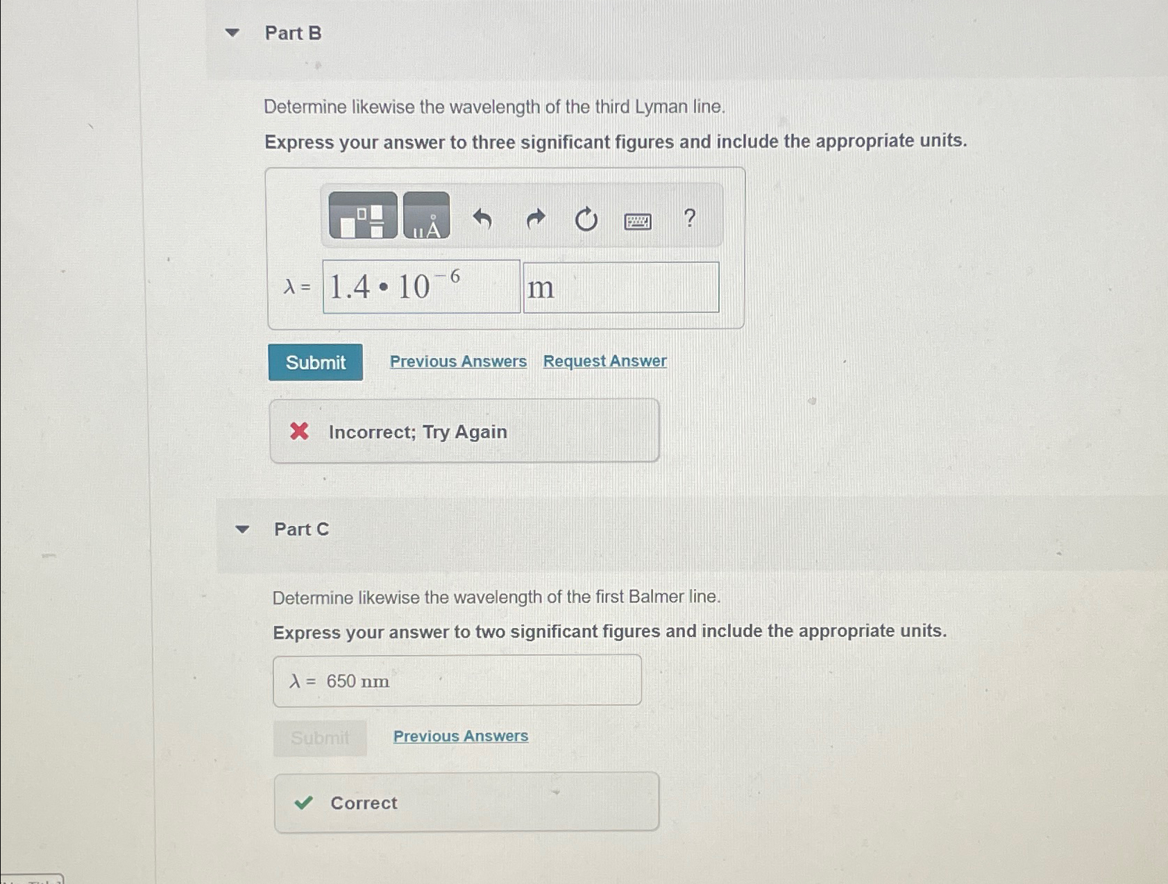 Solved Part BDetermine likewise the wavelength of the third | Chegg.com