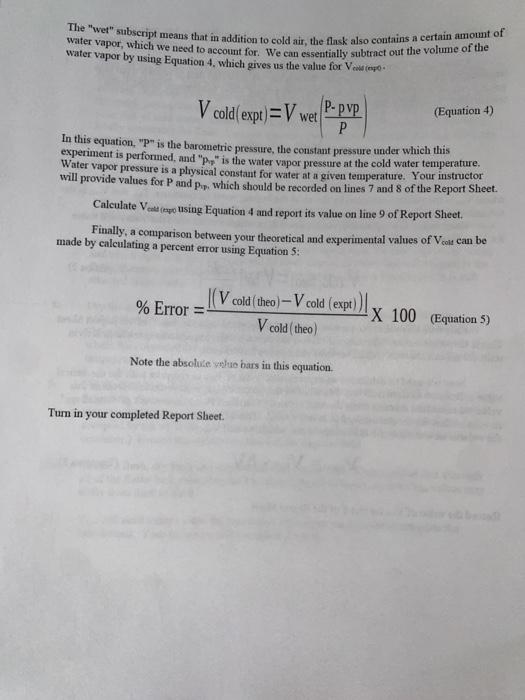 Solved Chemistry 111 Laboratory Charles Law Report Sheet | Chegg.com