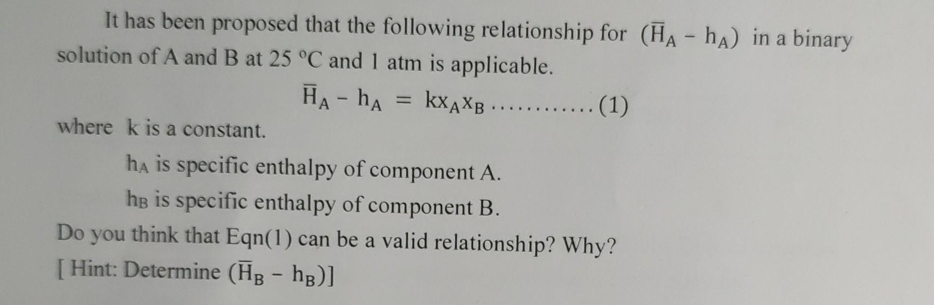 Solved It has been proposed that the following relationship | Chegg.com