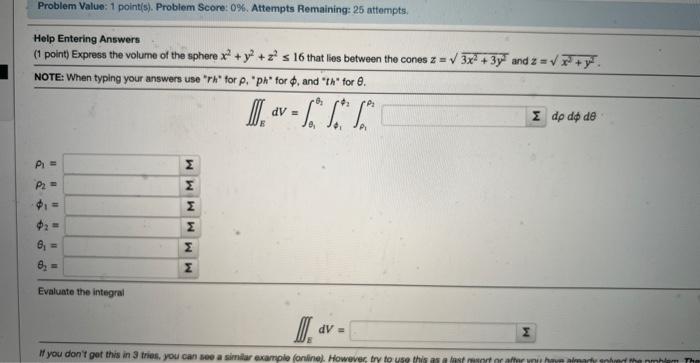 Solved Help Entering Answers (1 point) Express the volume of | Chegg.com