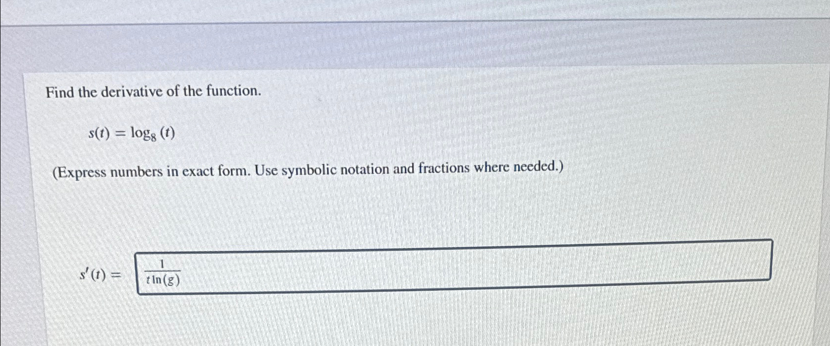 Solved Find the derivative of the | Chegg.com