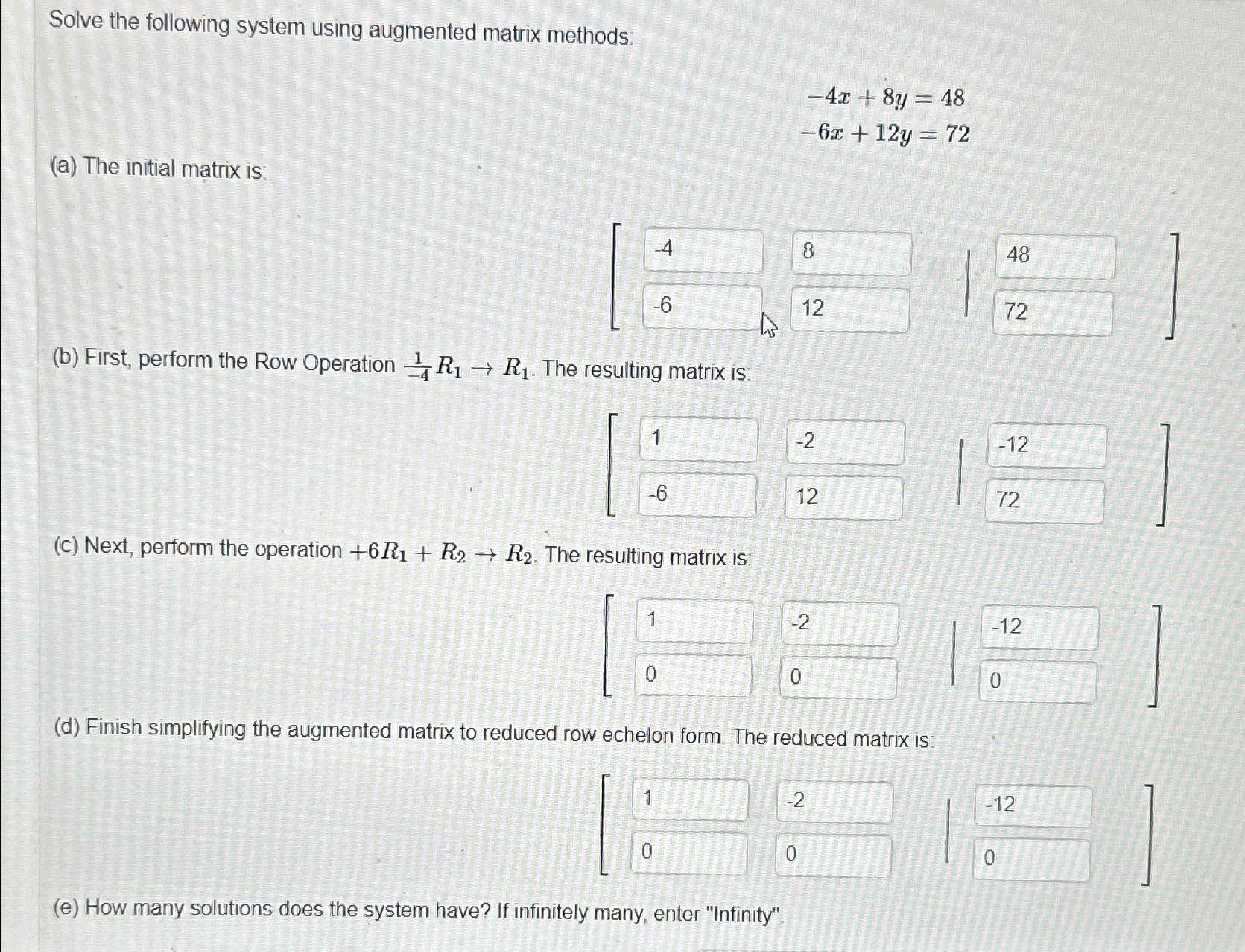 Solved Solve the following system using augmented matrix | Chegg.com