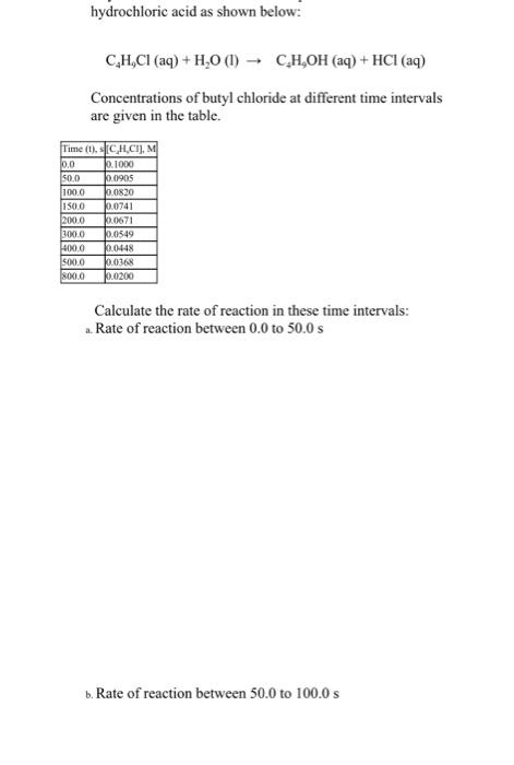Solved hydrochloric acid as shown below: C.HCl (aq) + H20 | Chegg.com