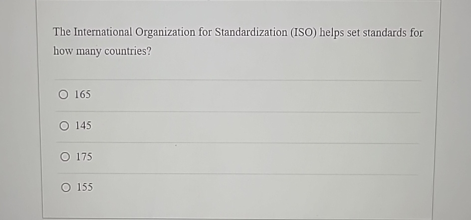 Solved The International Organization for Standardization | Chegg.com