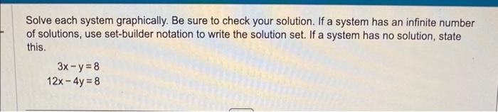 Solved Solve each system graphically. Be sure to check your | Chegg.com