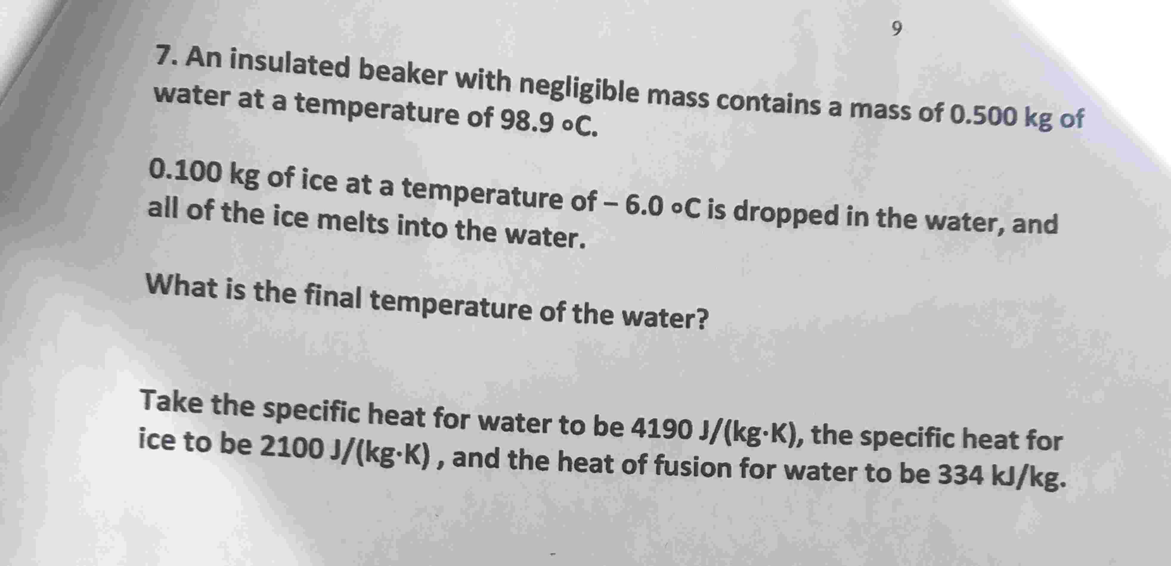 Solved An ﻿insulated beaker with negligible mass contains a | Chegg.com