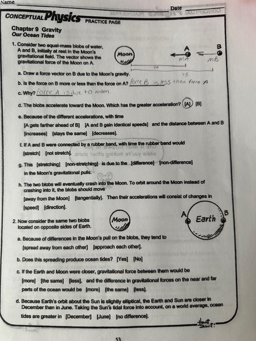 Solved ONCEPTUA4. Chapter 9 Gravity Our Ocean Tides 1. | Chegg.com