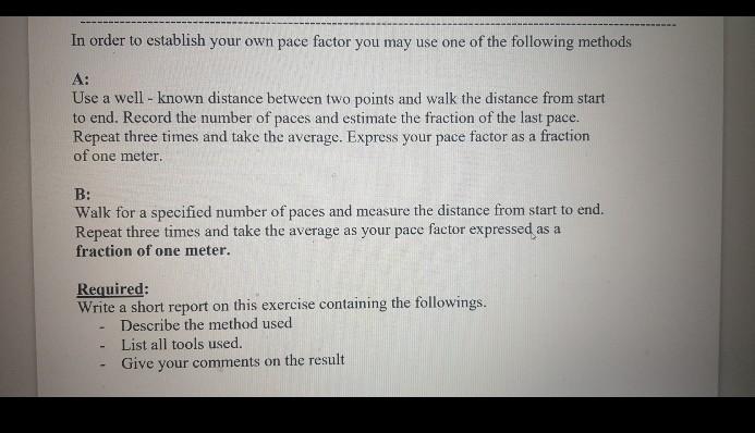 Solved In order to establish your own pace factor you may | Chegg.com