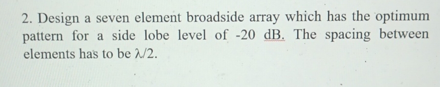 Solved Design A Seven Element Broadside Array Which Has The