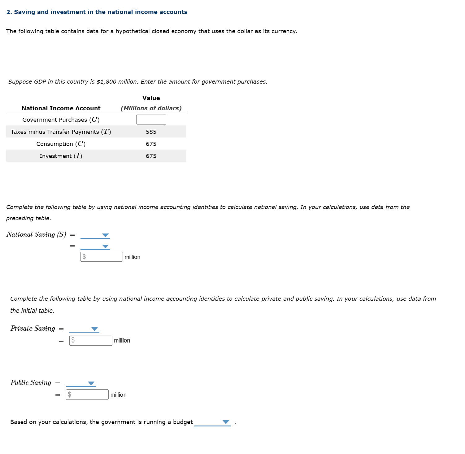 Solved Saving and investment in the national income | Chegg.com