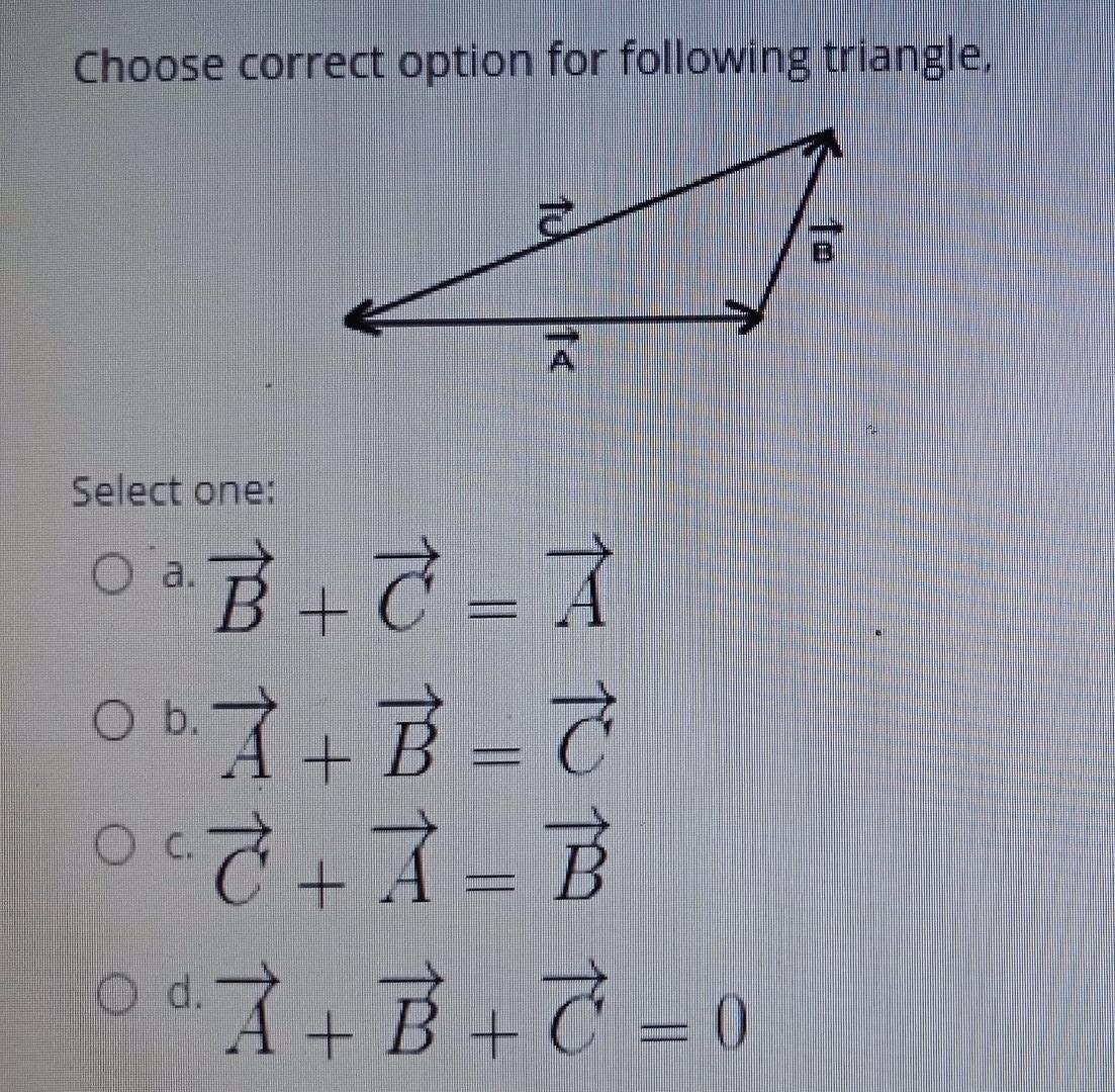 Solved Choose correct option for following triangle, tu 1 | Chegg.com