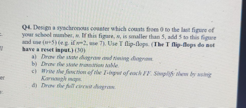 Solved 77 Q4. Design a synchronous counter which counts from | Chegg.com