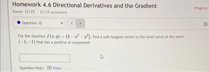 Solved Homework 4.6 Directional Derivatives and the Gradient | Chegg.com
