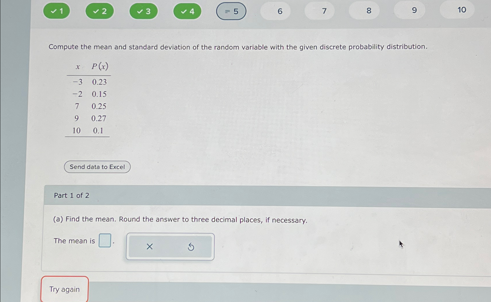 Solved 48910Compute the mean and standard deviation of the | Chegg.com