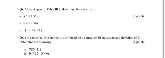 Solved Qs. 5 Use Appendix Table III to determine the value | Chegg.com