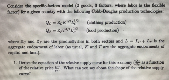 Solved Consider the specific-factors model (2 goods, 3 | Chegg.com