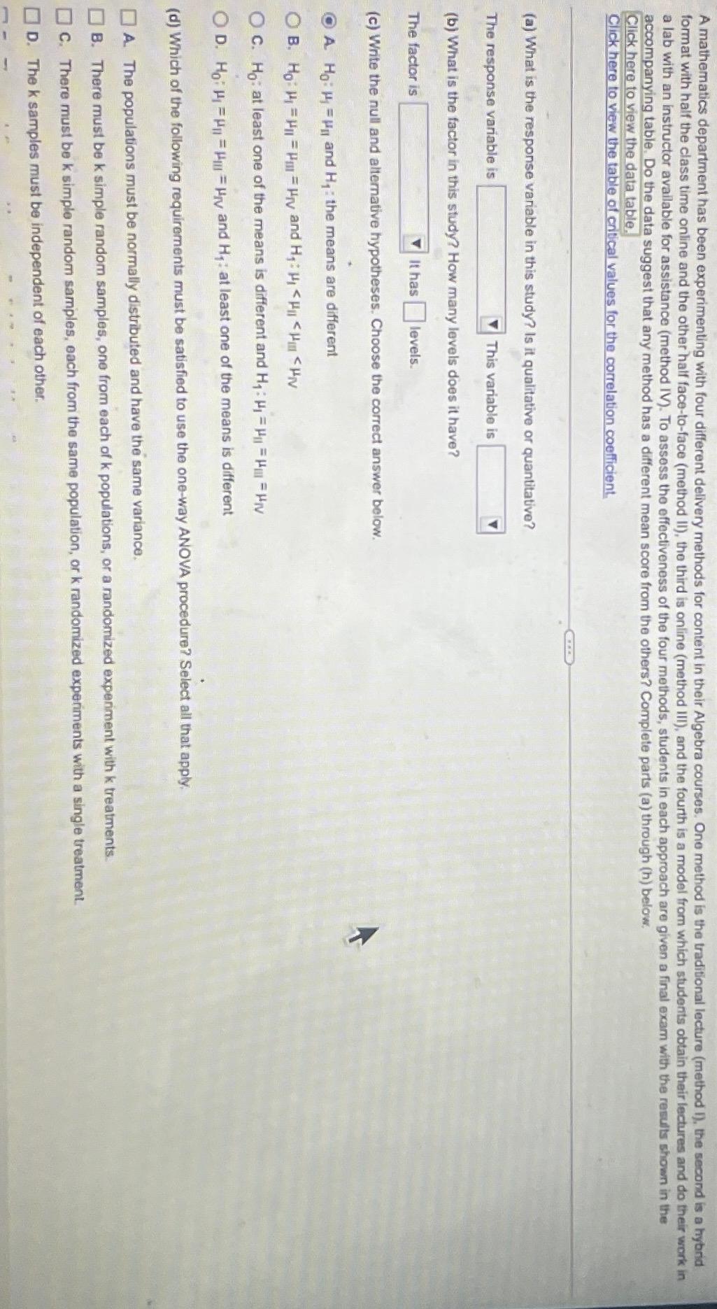 Solved A mathematics department has been experimenting with | Chegg.com