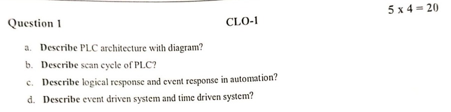Solved Manufacturing Automation Question 15×4=20a. | Chegg.com