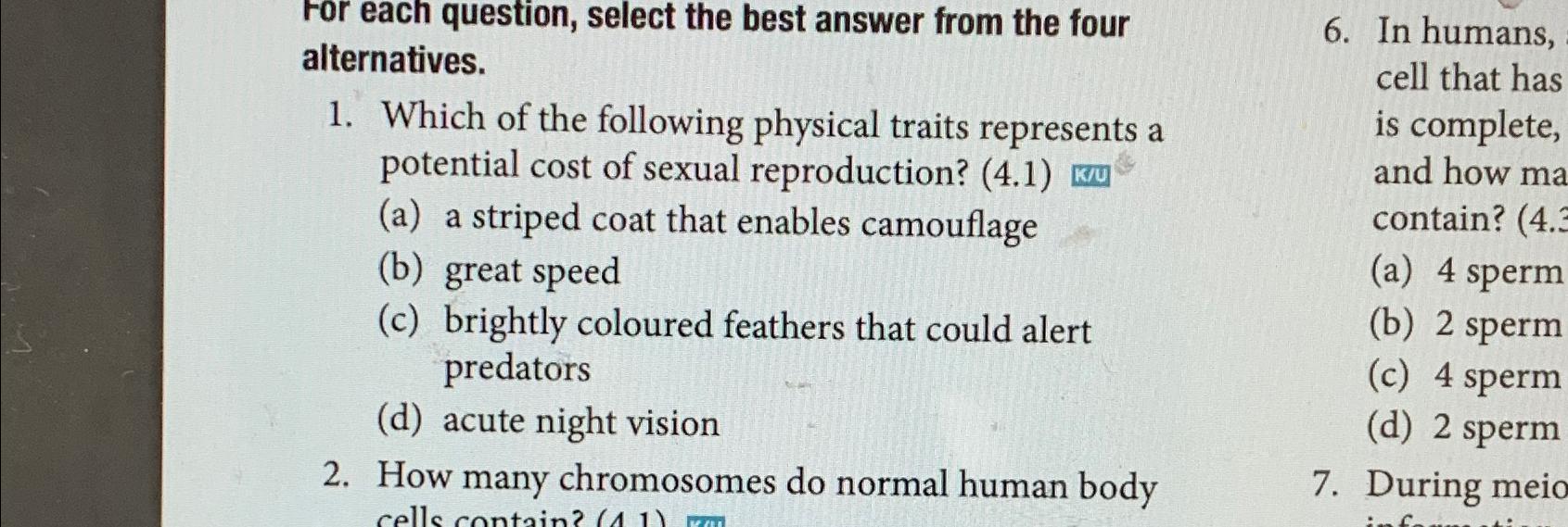Solved For each question, select the best answer from the | Chegg.com