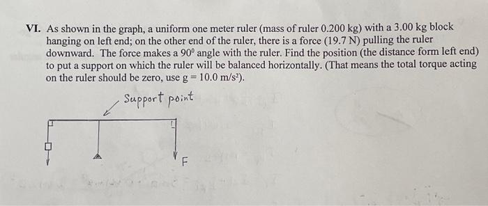 Solved VI. As shown in the graph, a uniform one meter ruler | Chegg.com