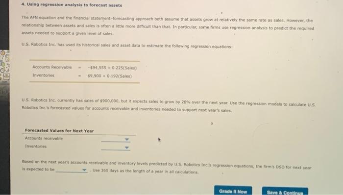 Solved 4. Using regression analysis to forecast assets The | Chegg.com