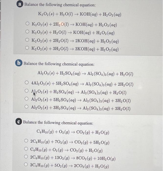 Solved a Balance the following chemical equation: RbO2(8) + | Chegg.com