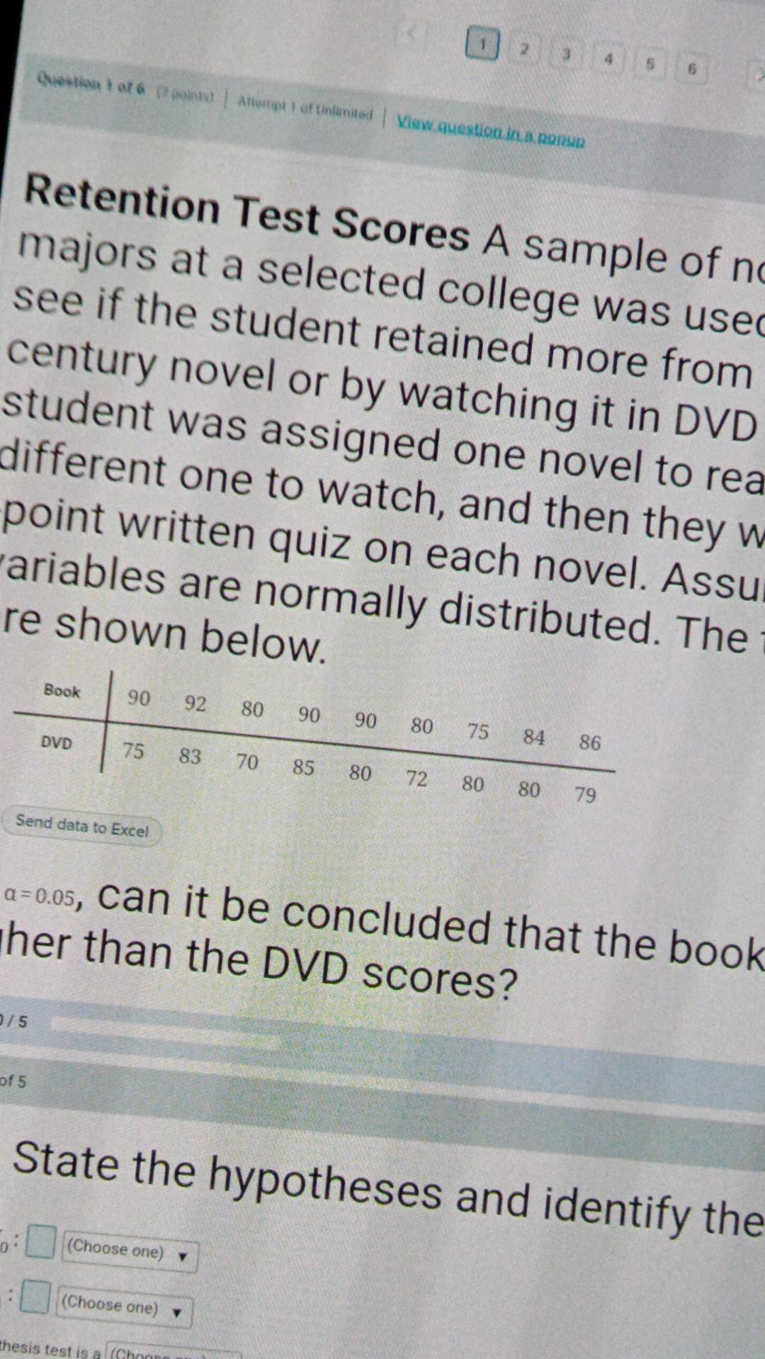 Retention Test Scores A sample of n majors at a | Chegg.com