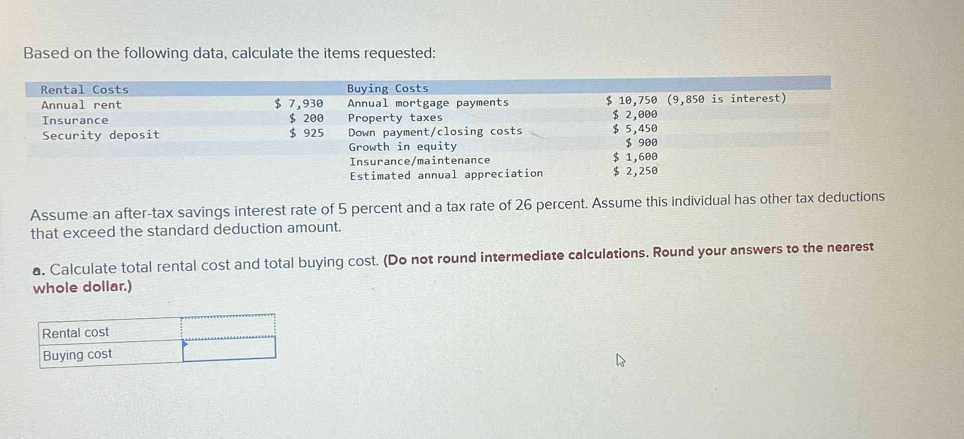 Solved Based on the following data, calculate the items | Chegg.com