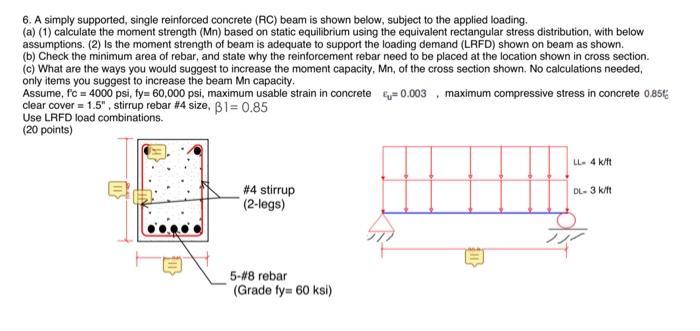 6. A simply supported, single reinforced concrete (R) | Chegg.com