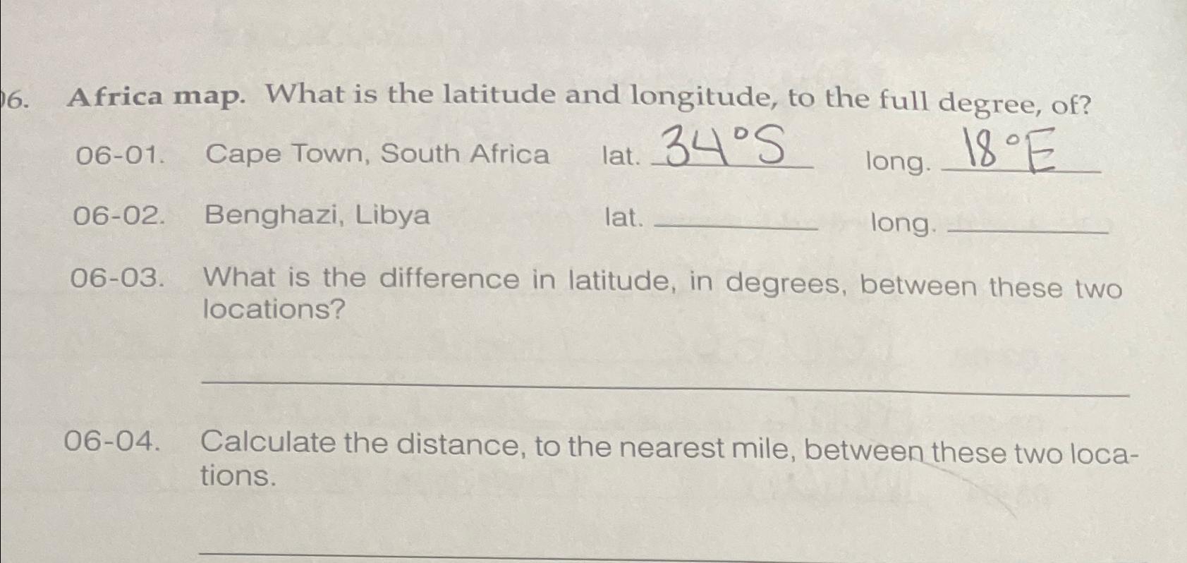 Solved Africa map. What is the latitude and longitude, to | Chegg.com