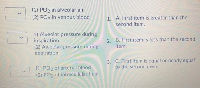 Solved (1) PO2 in alveolar air (2) PO2 in venous blood 1. A. | Chegg.com