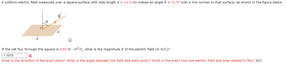 Solved A uniform electric field measured over a square | Chegg.com