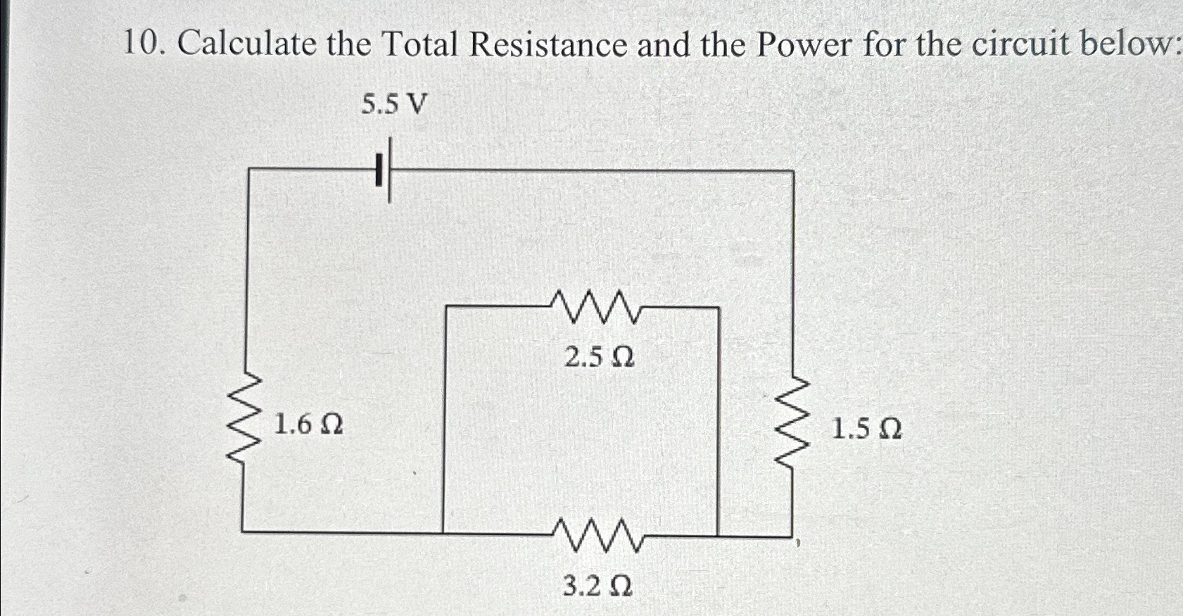 Solved Calculate the Total Resistance and the Power for the | Chegg.com