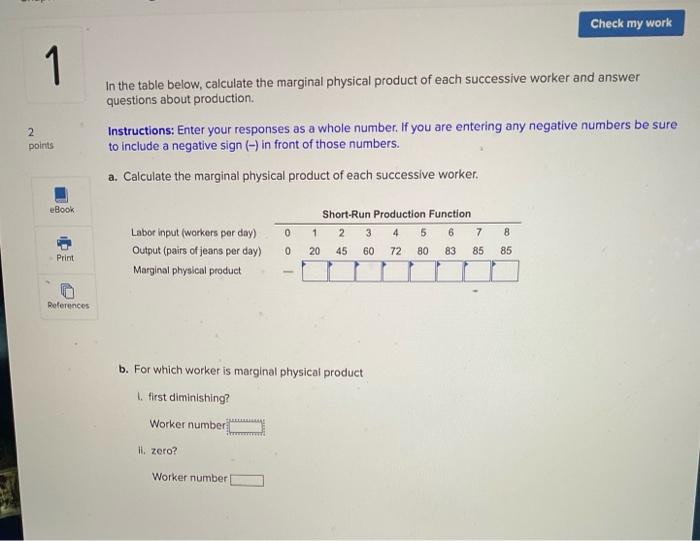 Solved In the table below, calculate the marginal physical | Chegg.com