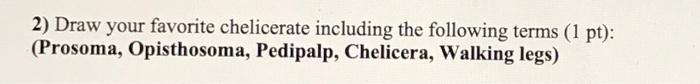 Solved 2) Draw your favorite chelicerate including the | Chegg.com