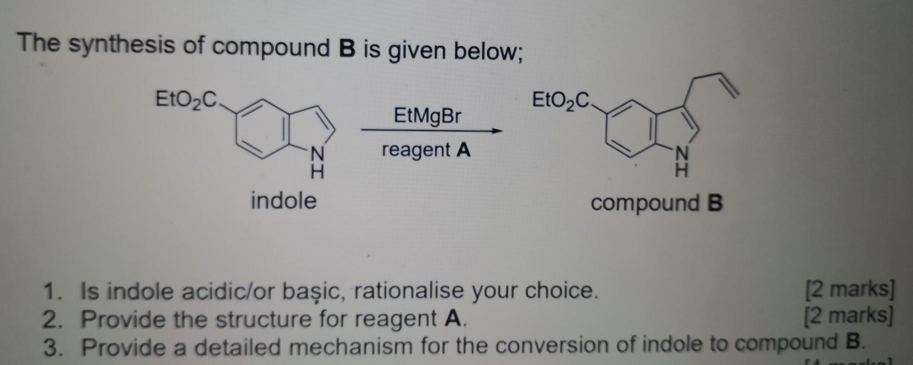 Solved The synthesis of compound B is given below; EtO2C | Chegg.com