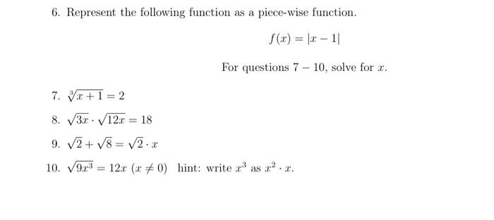 Solved 6 Represent The Following Function As A Piece Wise 