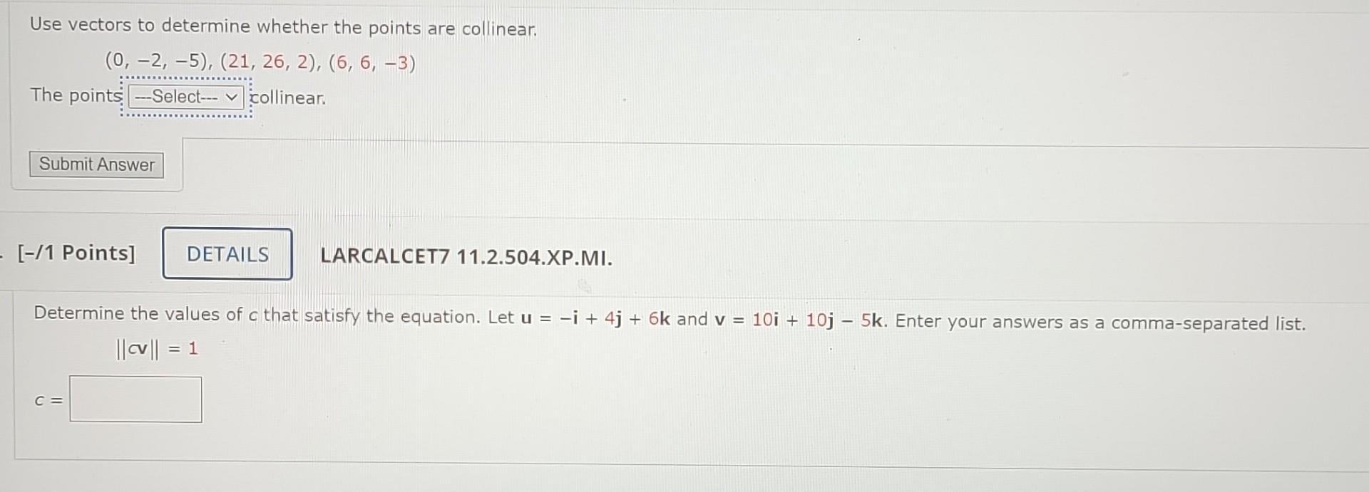 Solved Use vectors to determine whether the points are | Chegg.com