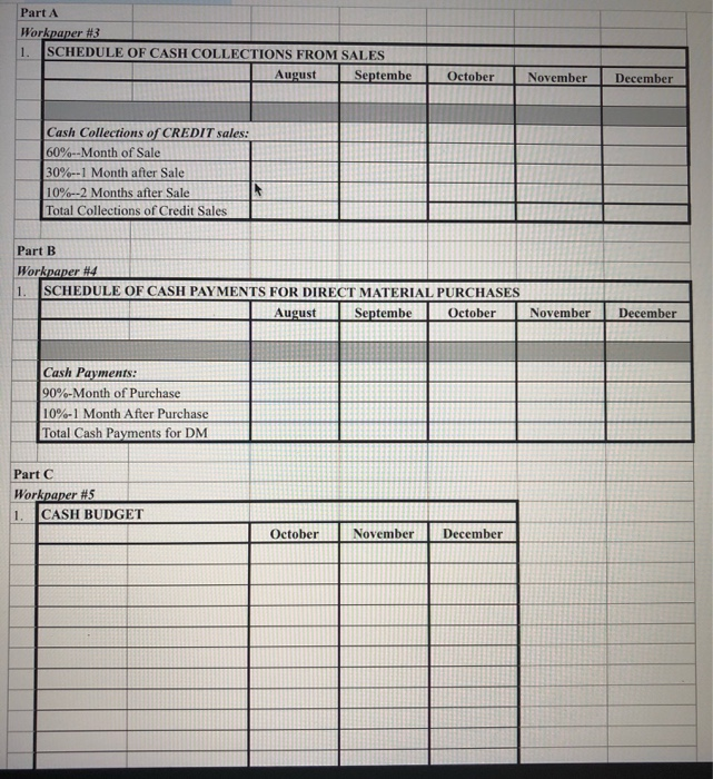 Solved Part A Workpaper #3 1. SCHEDULE OF CASH COLLECTIONS | Chegg.com