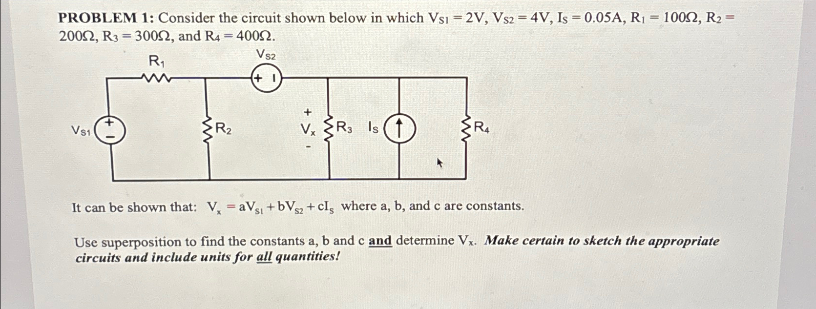 Solved PROBLEM 1: Consider the circuit shown below in which | Chegg.com
