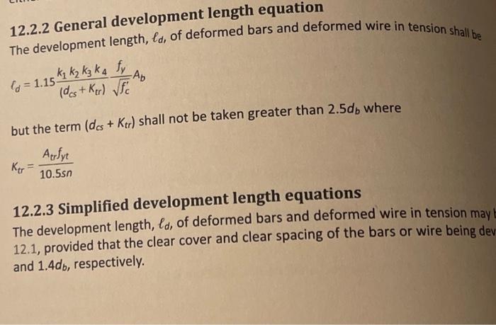 Solved Determine the development length for the beam in | Chegg.com